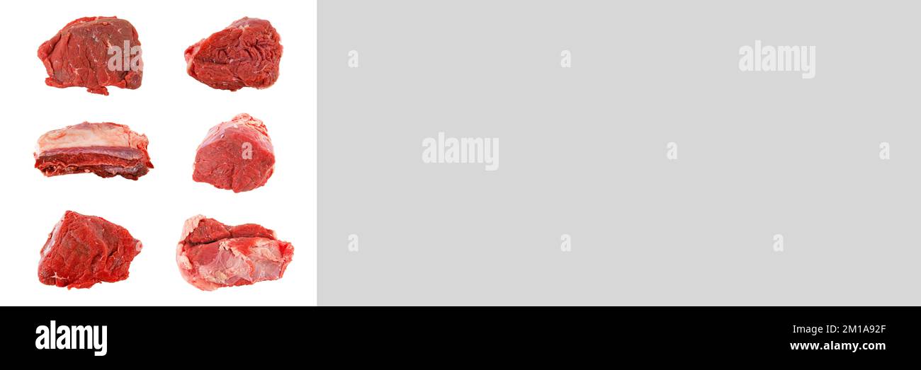 Clean very fresh red raw cow meat beef, banner mock up poster desing ...