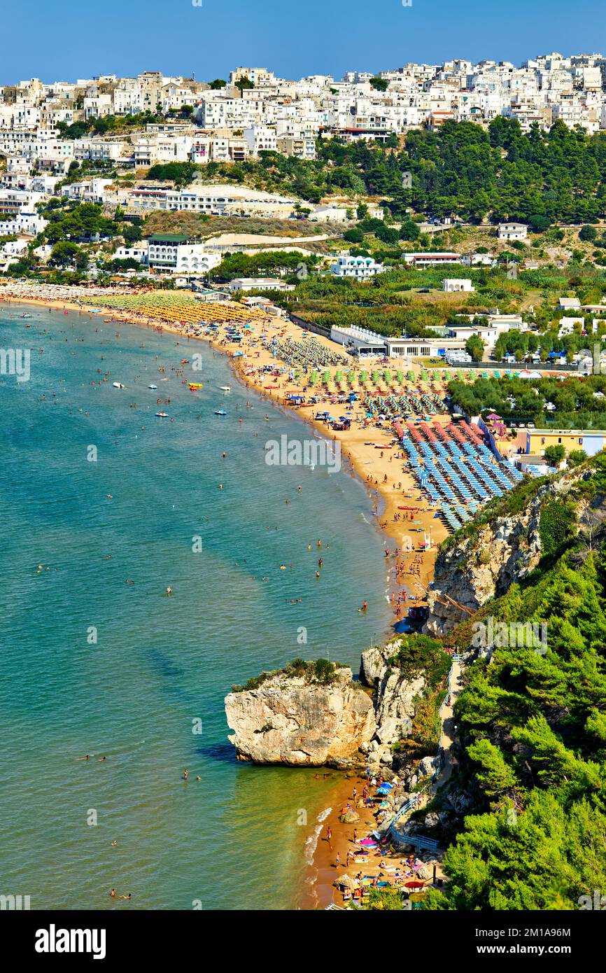 Apulia Puglia Gargano Italy. Elevated view of Peschici Stock Photo - Alamy