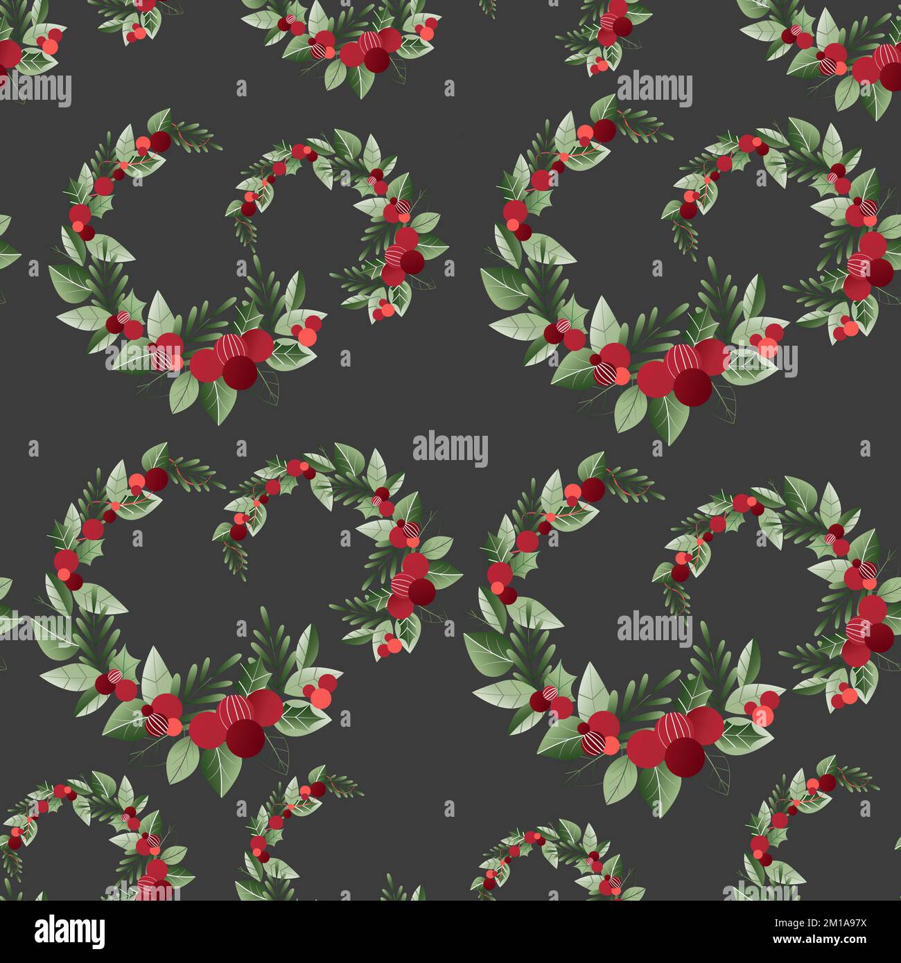 Mistletoe. Vector illustration of hanging fluffy mistletoe sprigs with ...