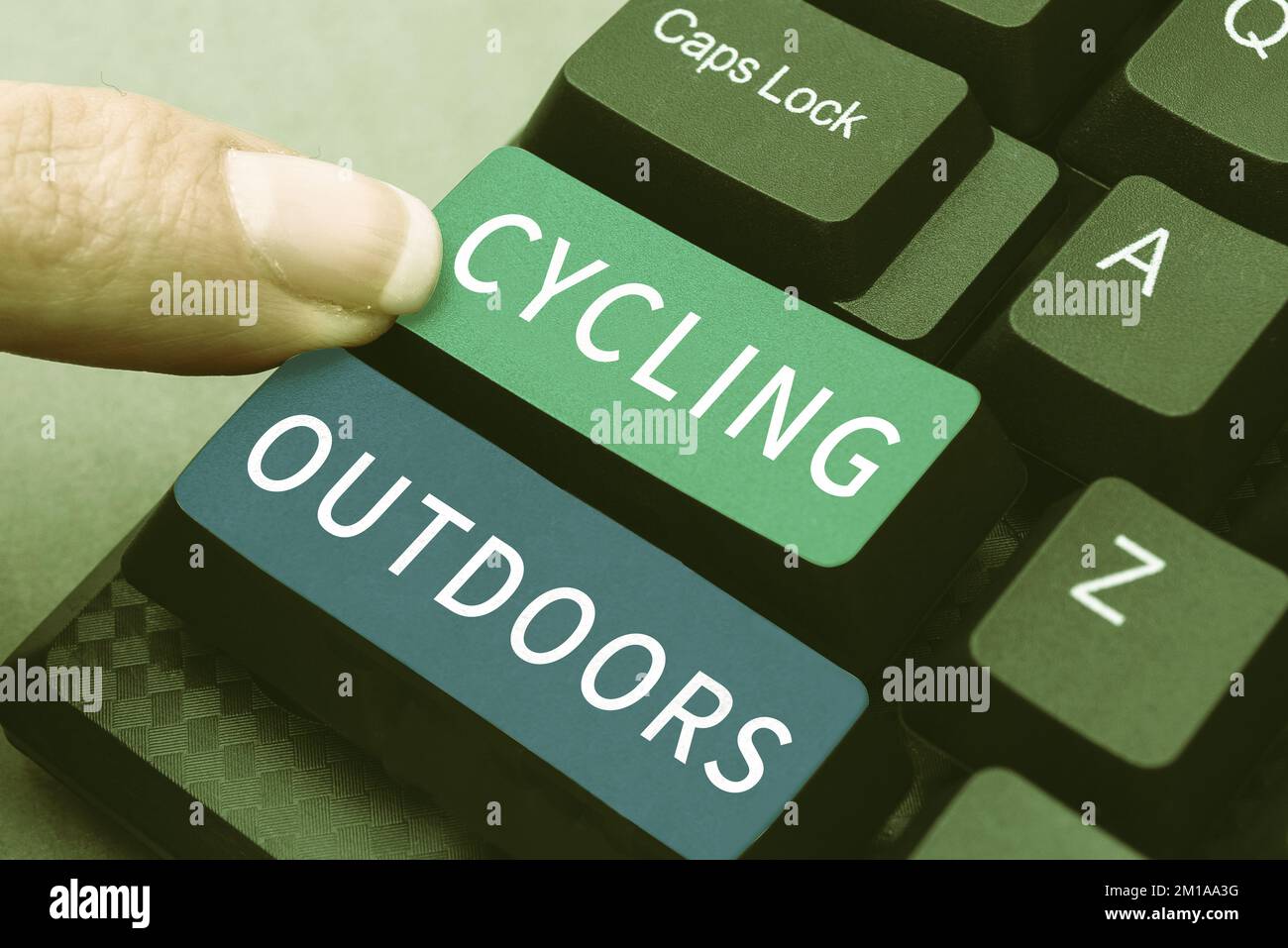 Handwriting text Cycling Outdoors. Business approach sport or technique ...