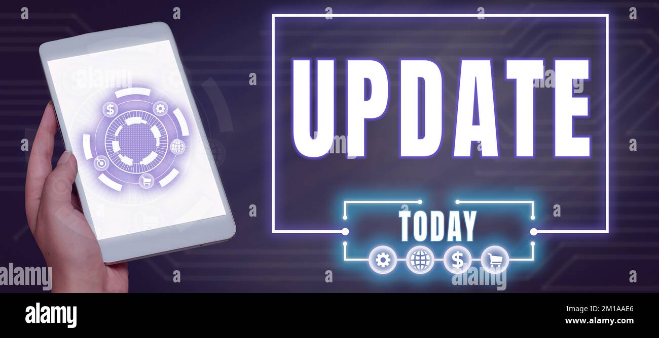 Writing displaying text Update. Business concept Up to date Make ...