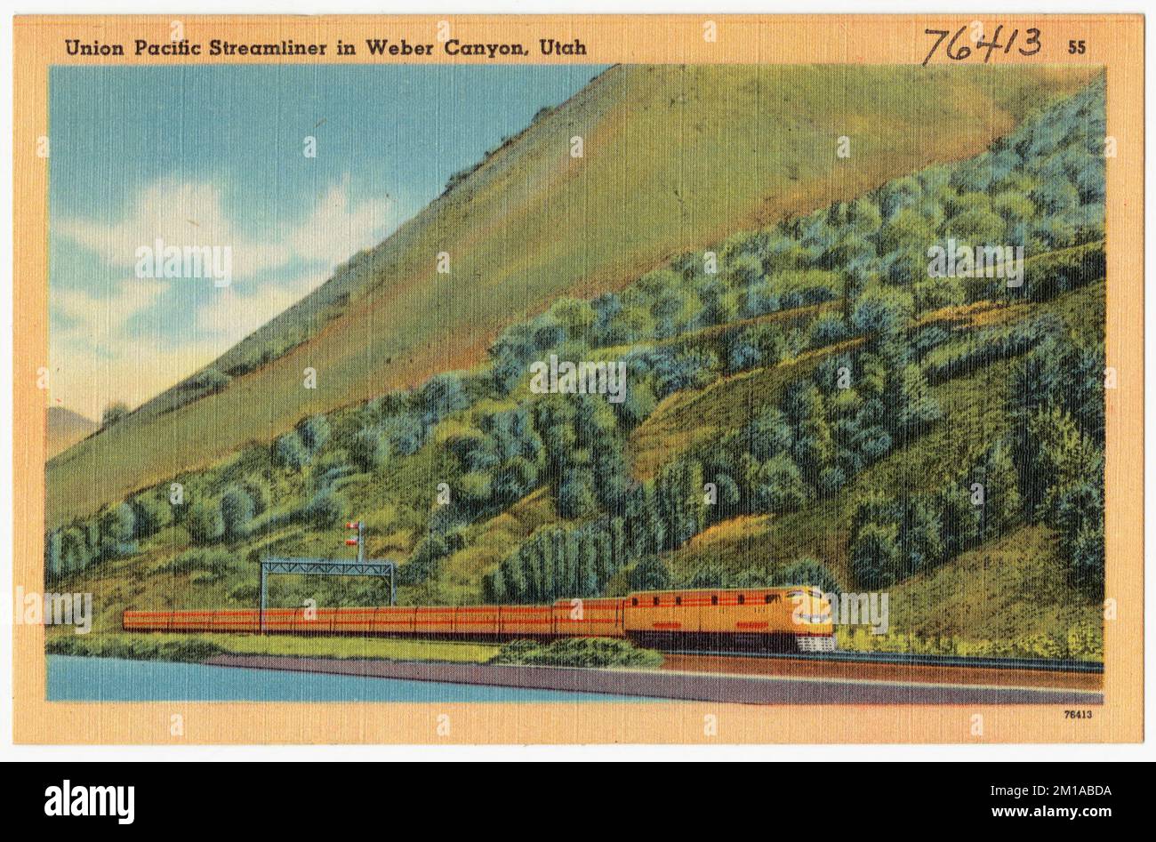 Union Pacific Streamliner in Weber Canyon, Utah , Mountains, Tichnor ...