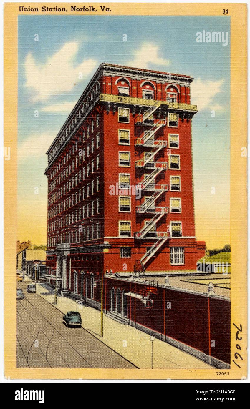 Union Station, Norfolk, Va. , Railroad stations, Tichnor Brothers ...