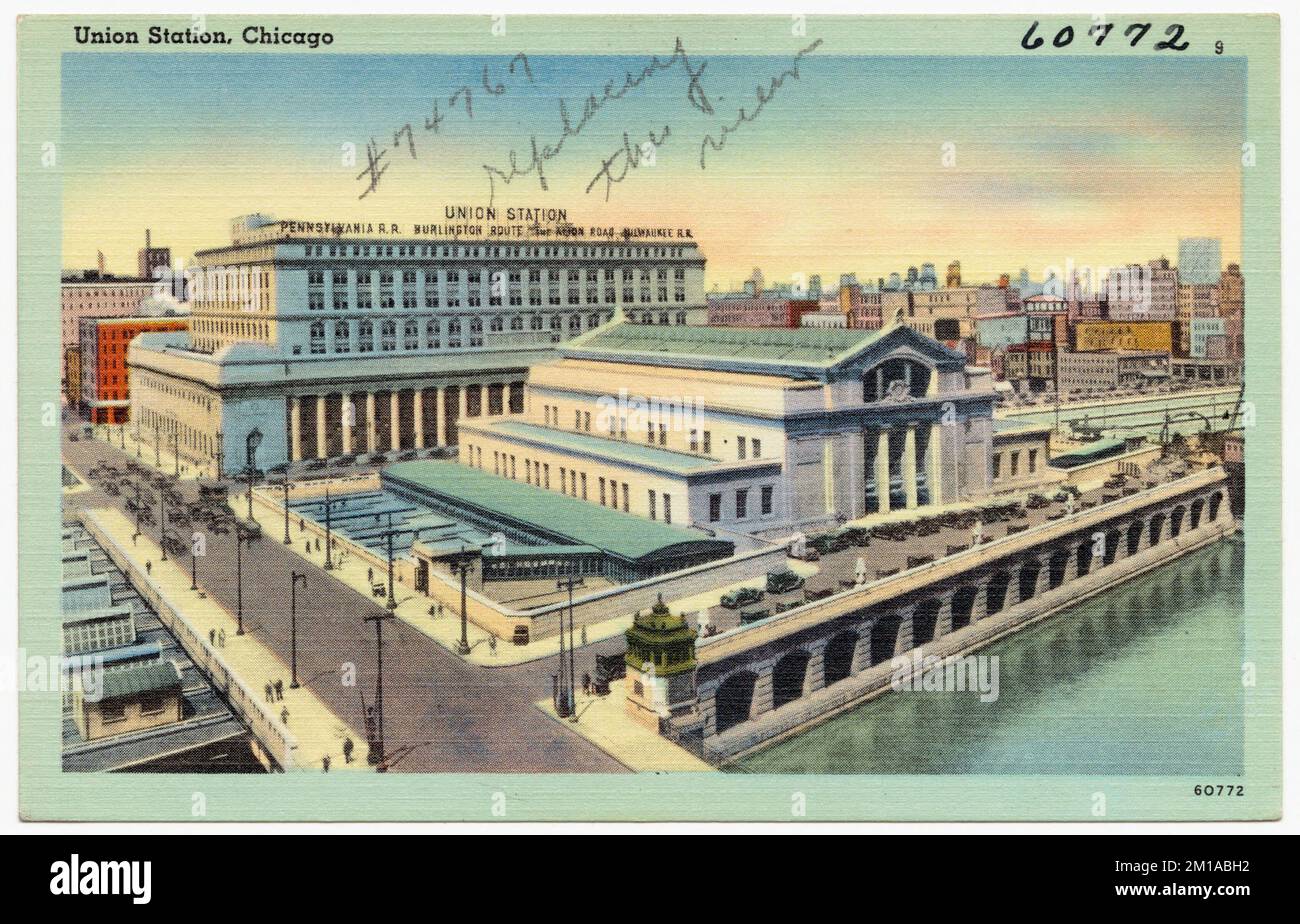 Union Station, Chicago , Railroad stations, Tichnor Brothers Collection ...
