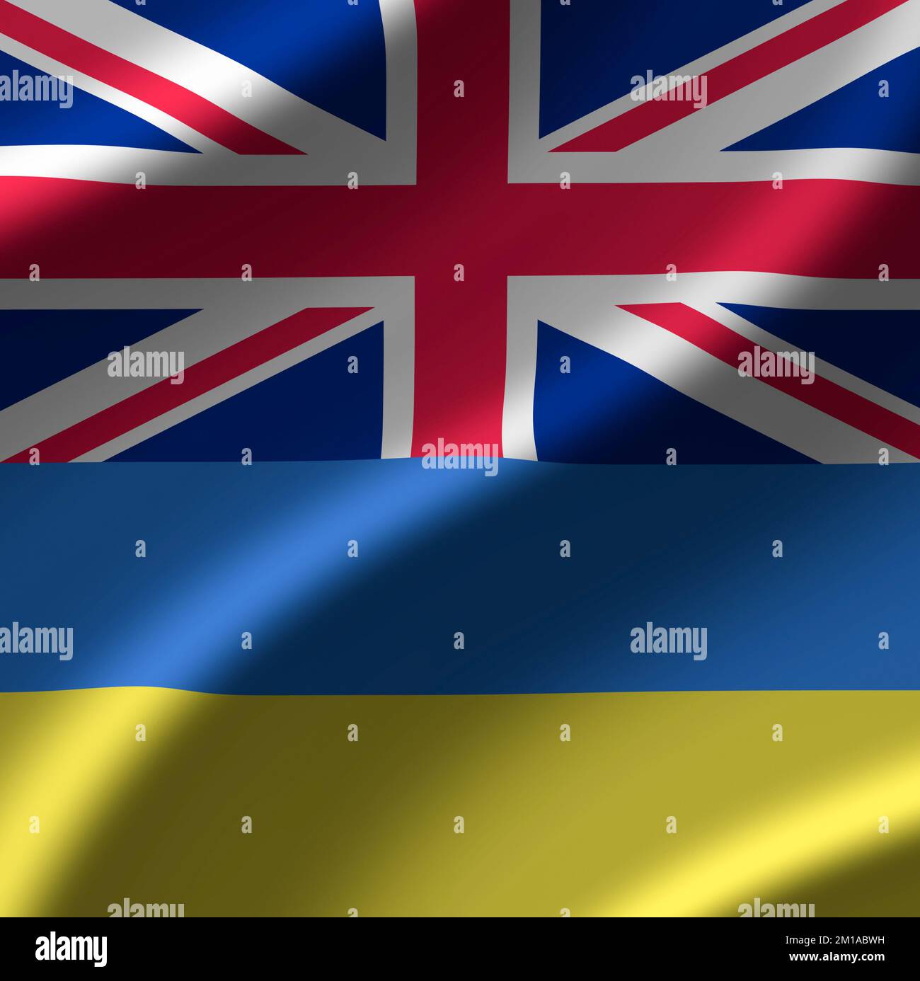 Flags of Ukraine and Great Britain together as a sign of friendship and ...