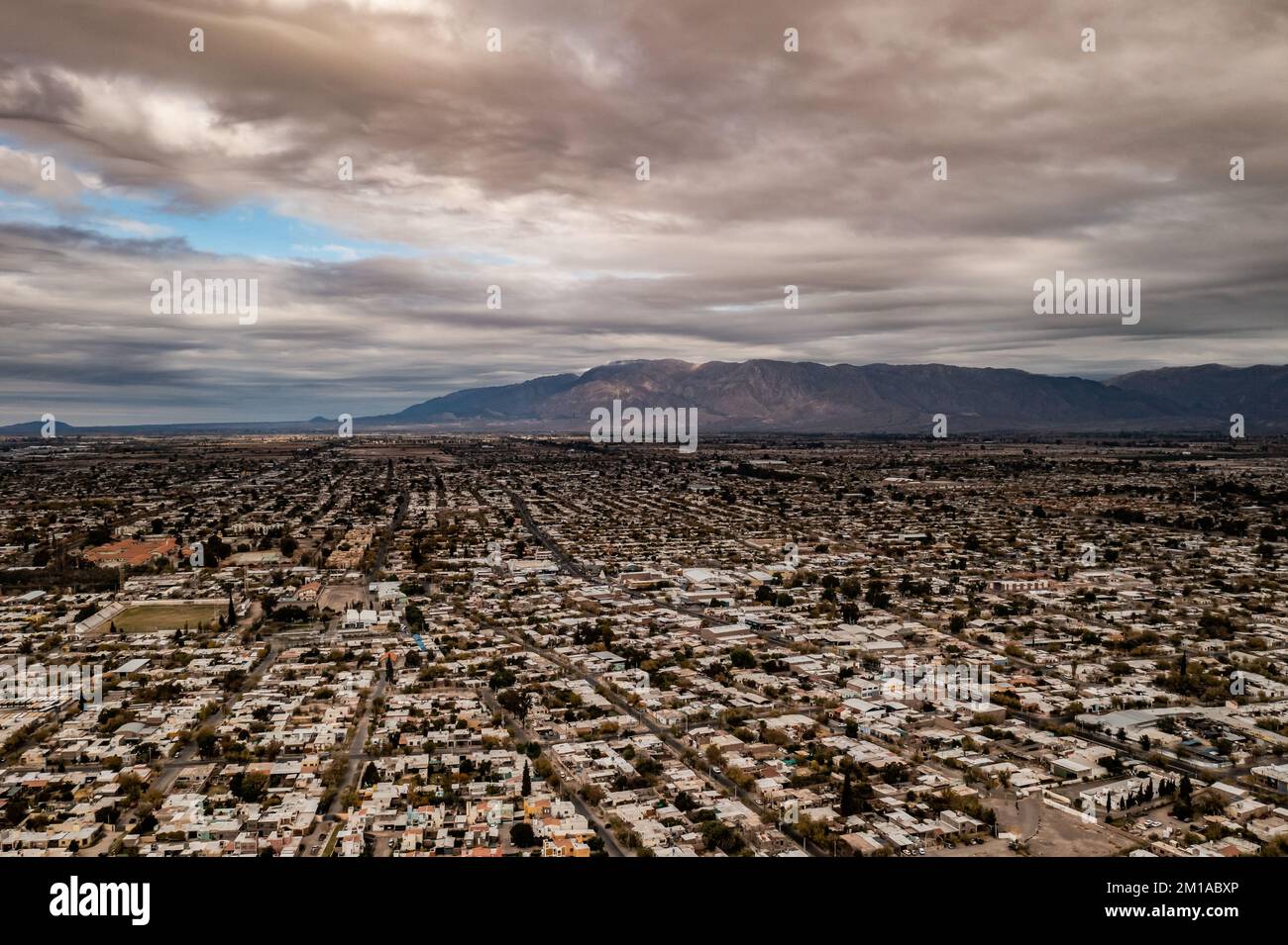 An aerial view of San Juan City in the Philippines on a cloudy day ...