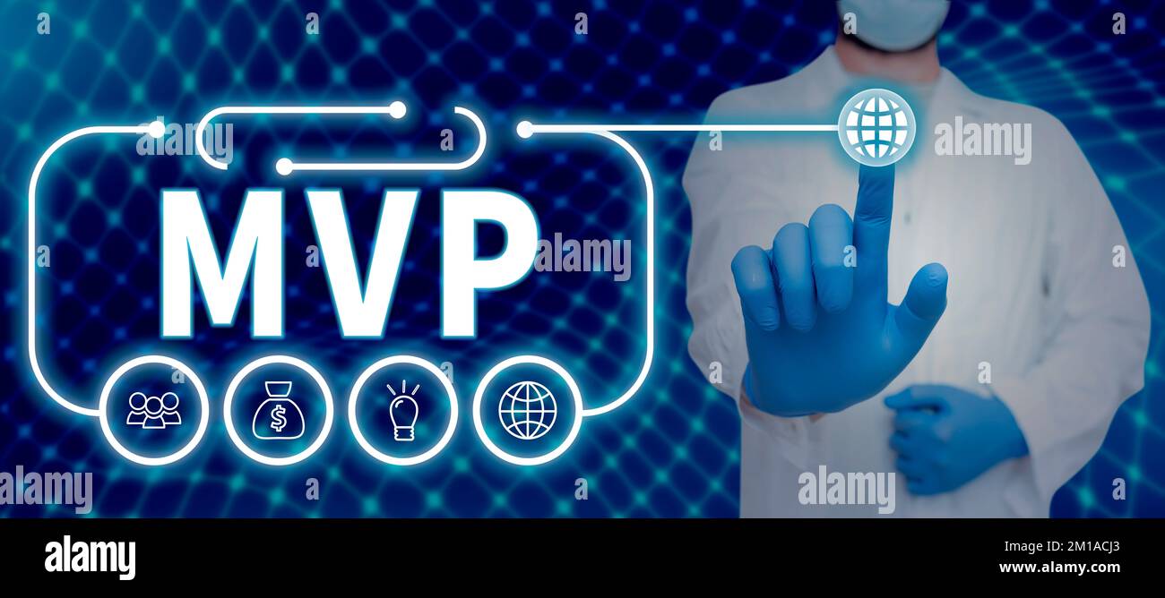 Hand writing sign Mvp. Word for Investment Strategy to purchase shares ...