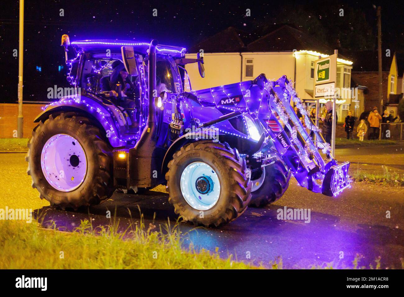 The Christmas Tractor run through North Warwickshire, England. Over ...