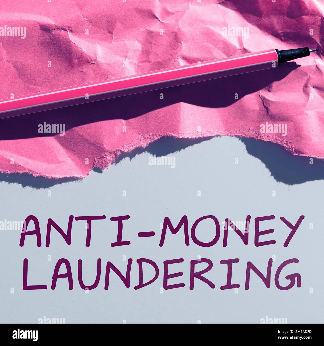 Sign displaying Anti Money Laundering. Business approach stop ...