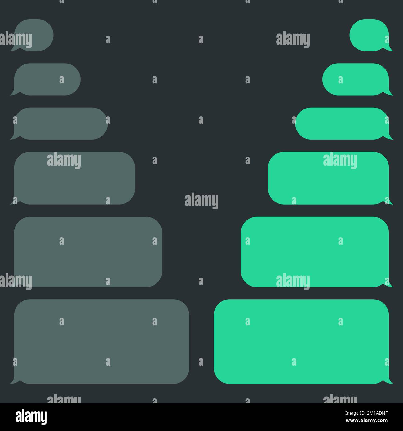 Blank various message bubbles. Green chat or messenger speech bubble ...