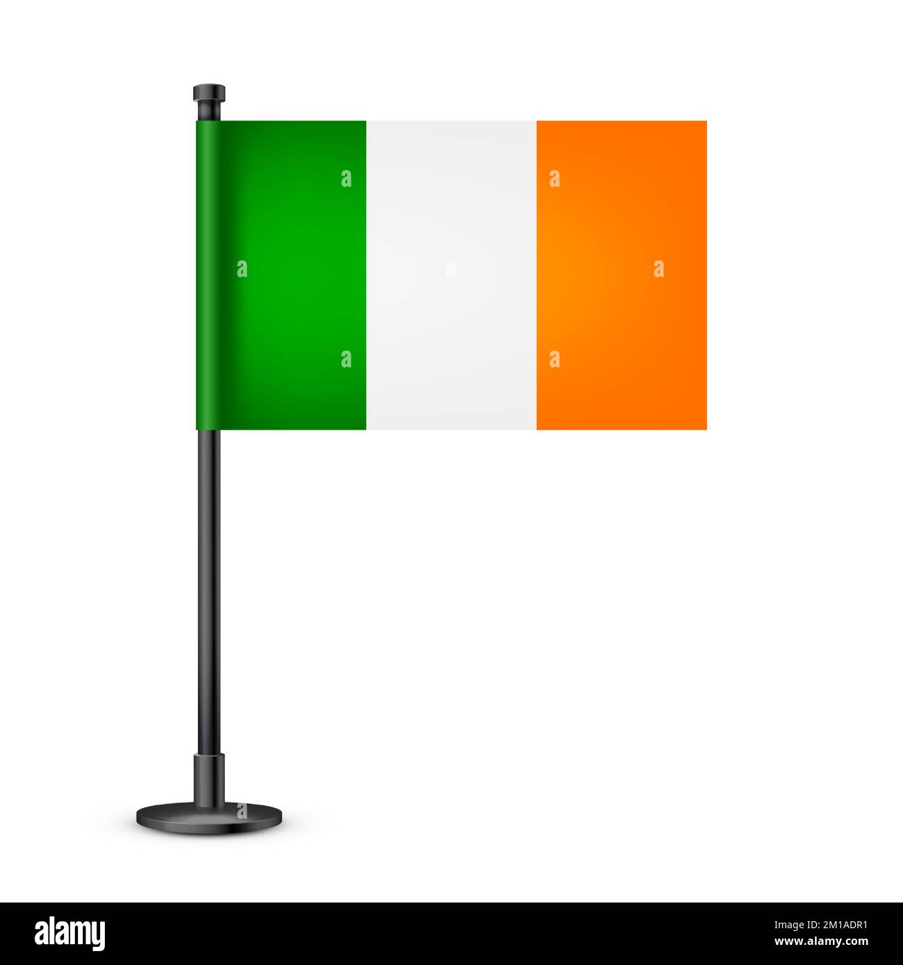 Realistic Irish table flag on a black steel pole. Souvenir from Ireland ...