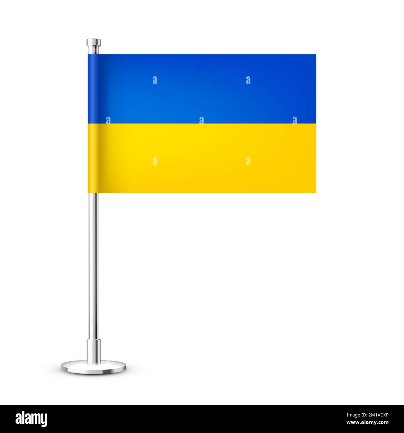 Realistic Ukrainian table flag on a chrome steel pole. Souvenir from ...