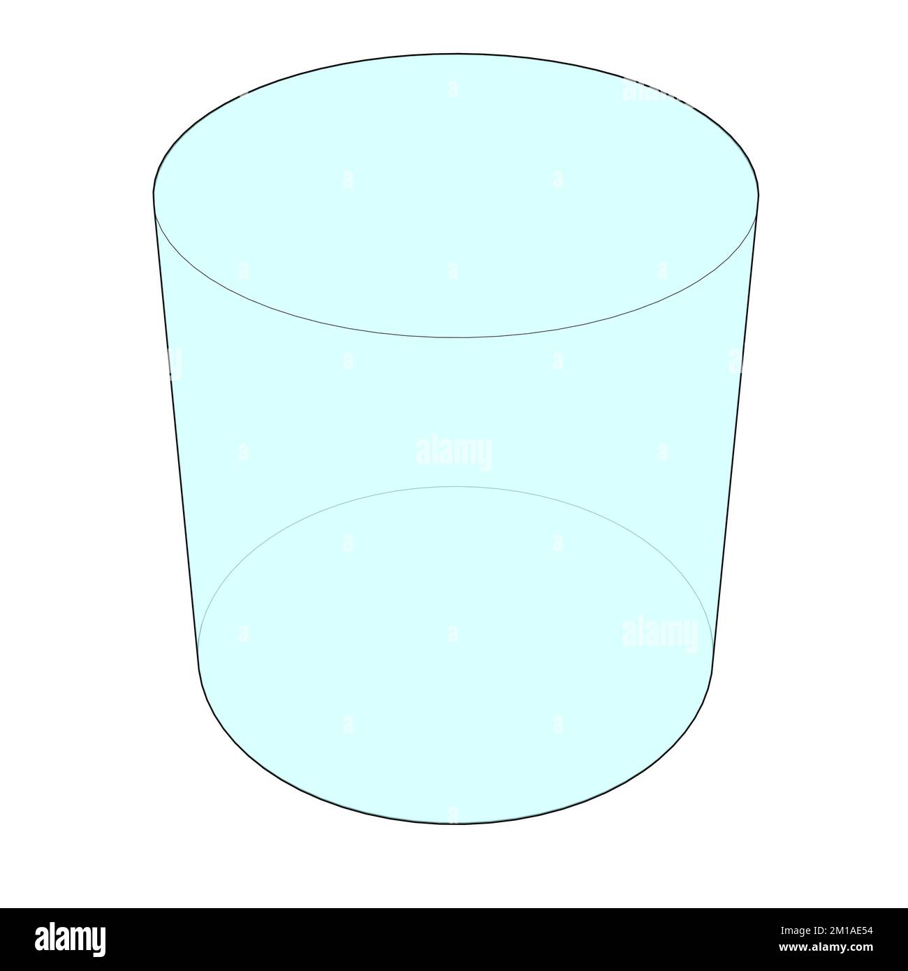 An outline of a geometric cylinder shape with blue infill Stock Photo ...