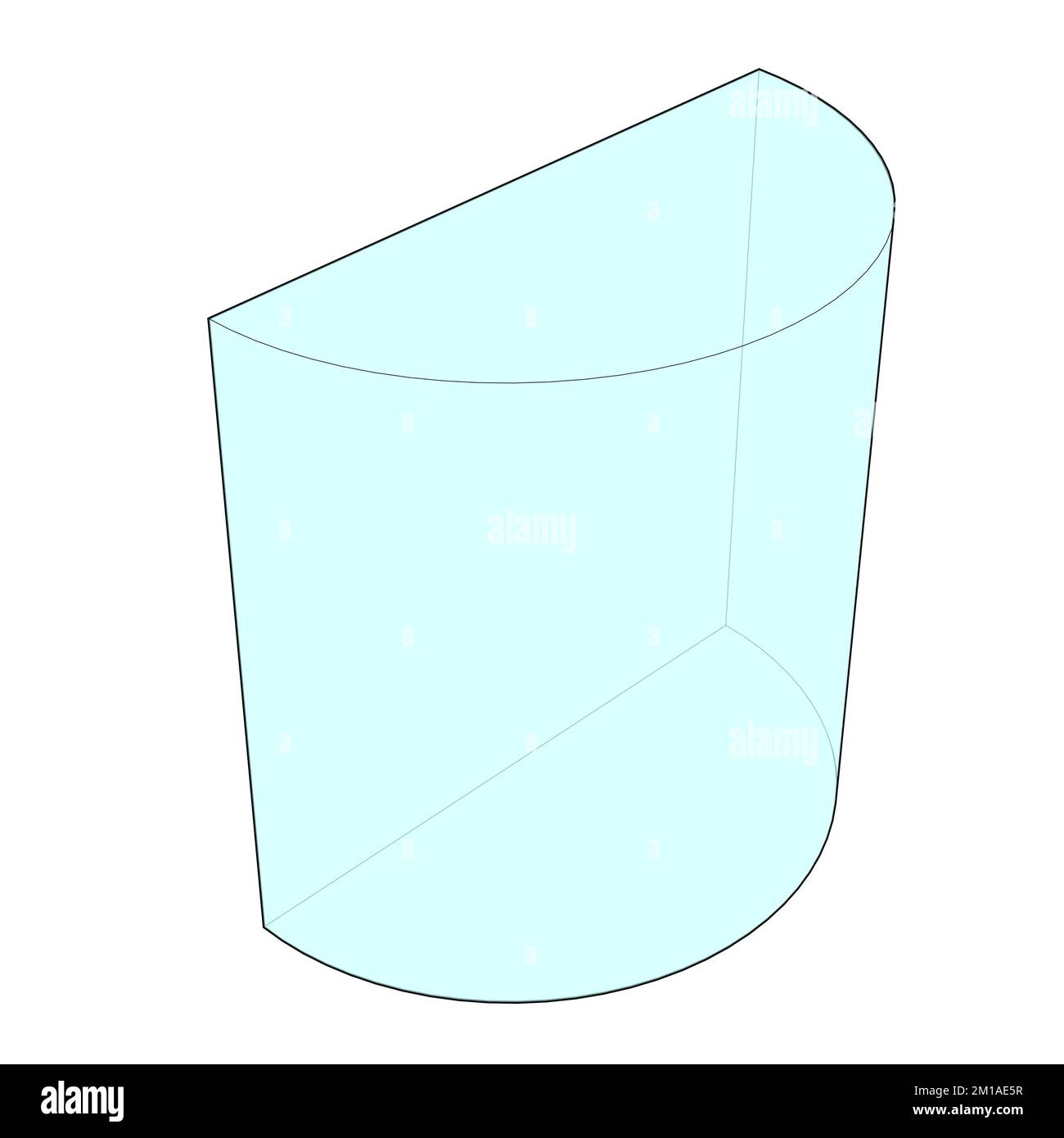 An outline of a geometric semicylinder shape with blue infill Stock ...