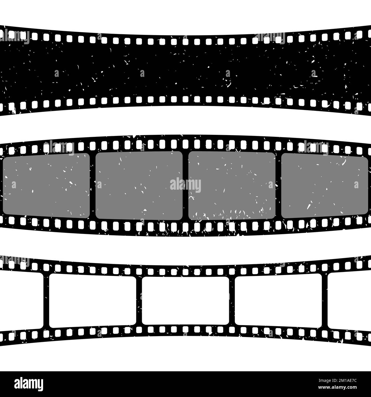 Retro curved film strips collection. Old grunge cinema movie strip ...