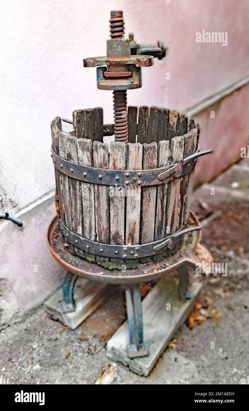 Old grape press in France, Europe Stock Photo - Alamy