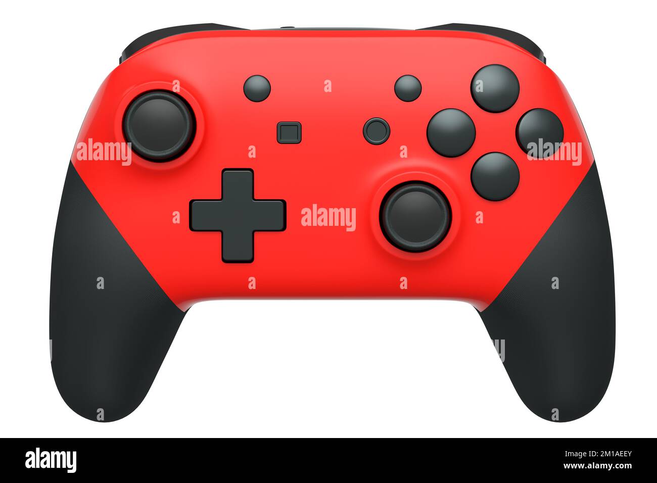 Realistic red video game joystick on white background. 3D rendering of ...