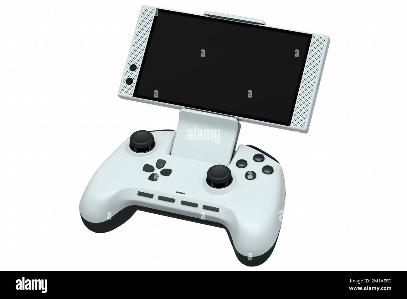 Realistic white joystick for playing games on a mobile phone on white ...