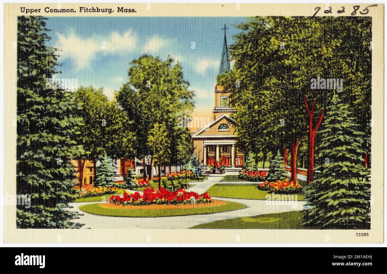 Upper Common, Fitchburg, Mass. , Churches, Tichnor Brothers Collection ...