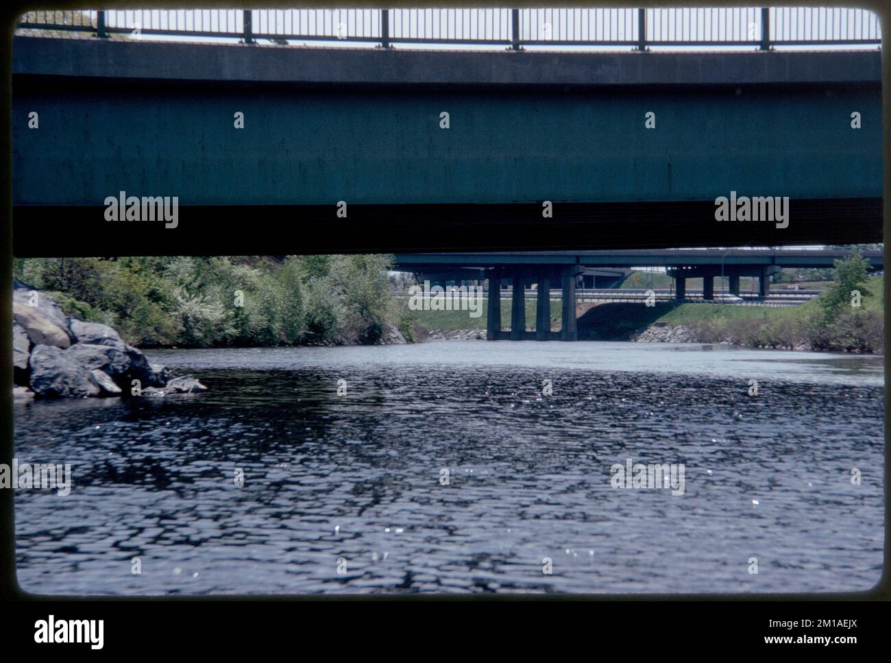 Upstream from MDC building under complex highway overpasses , Rivers ...
