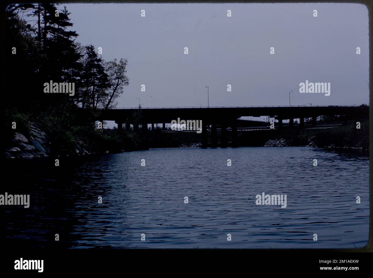 Upstream from MDC building under complex highway overpasses , Rivers ...