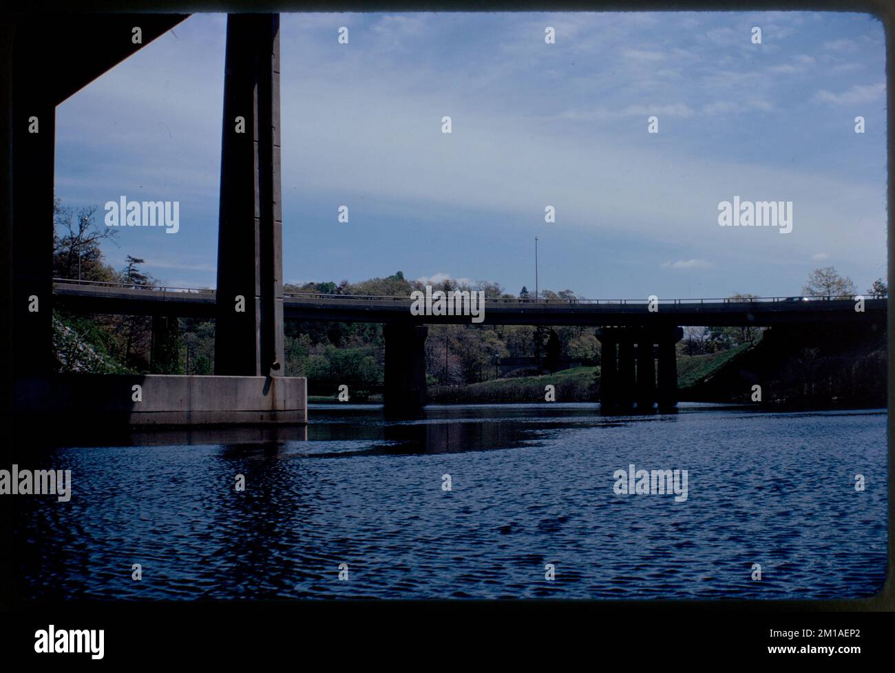 Upstream from MDC building under complex highway overpasses , Rivers ...