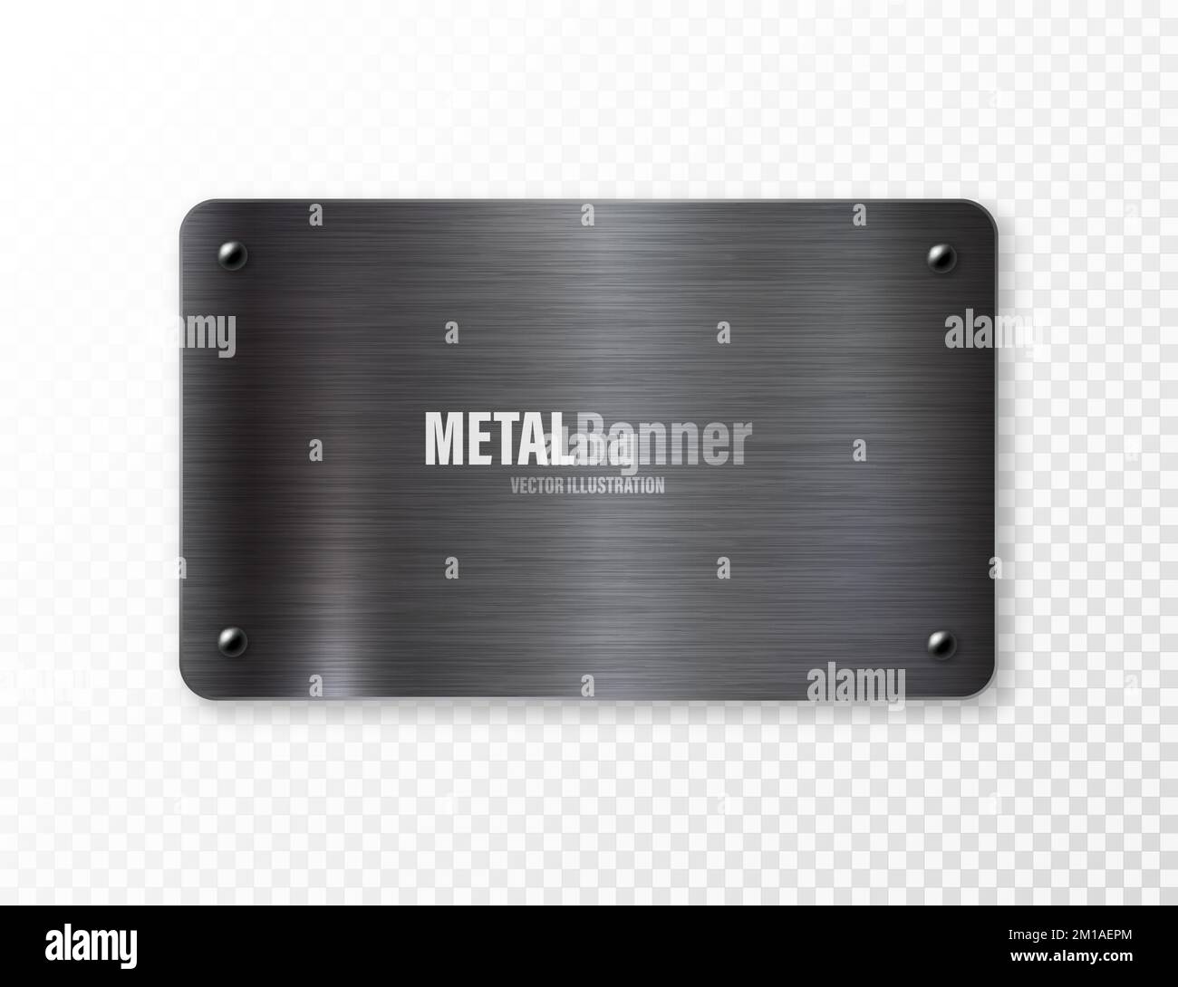 Realistic black metal banners collection. Brushed steel or aluminium ...