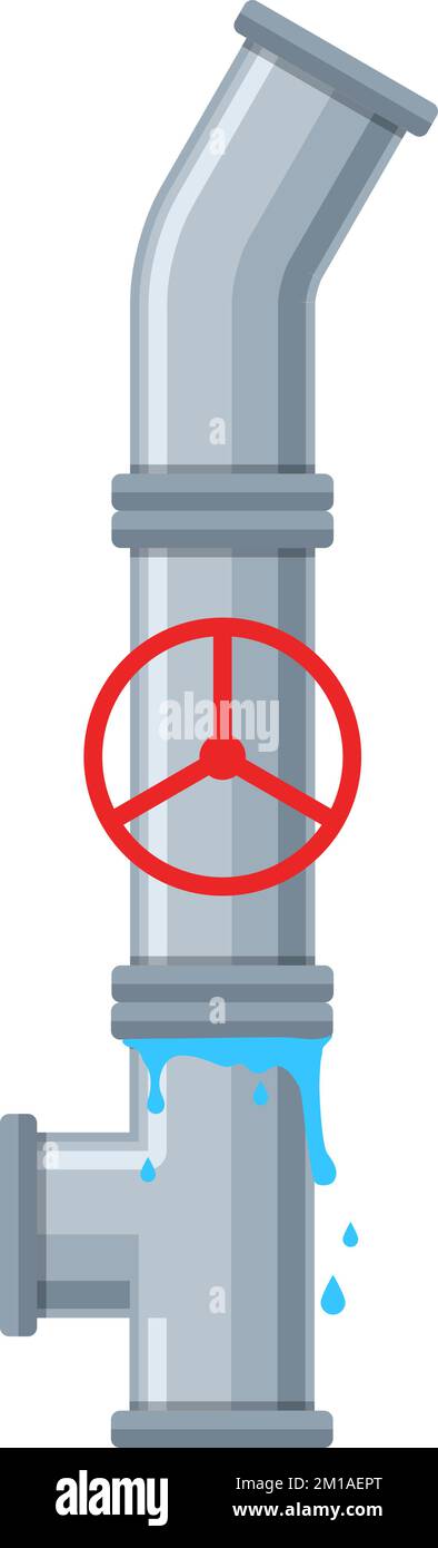 Pipe with leaking water. Broken sewer and water supply. Broken steel ...