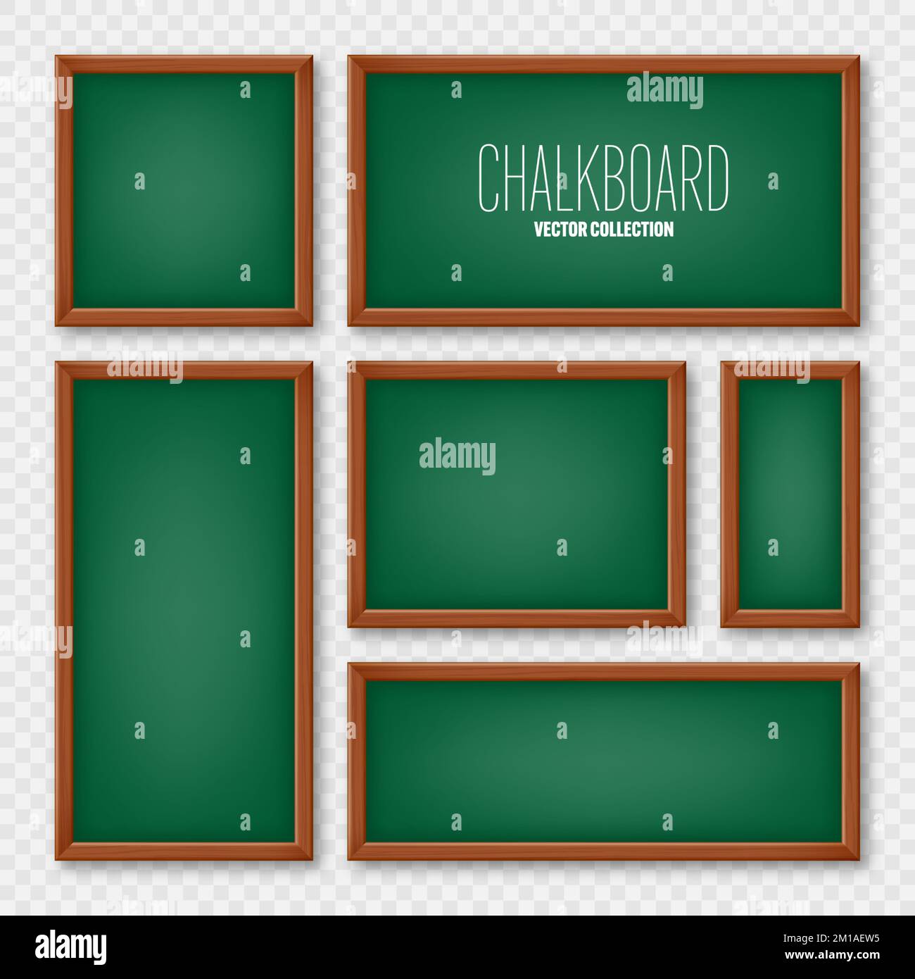 Realistic various chalkboards in a wooden frame. Green restaurant menu ...