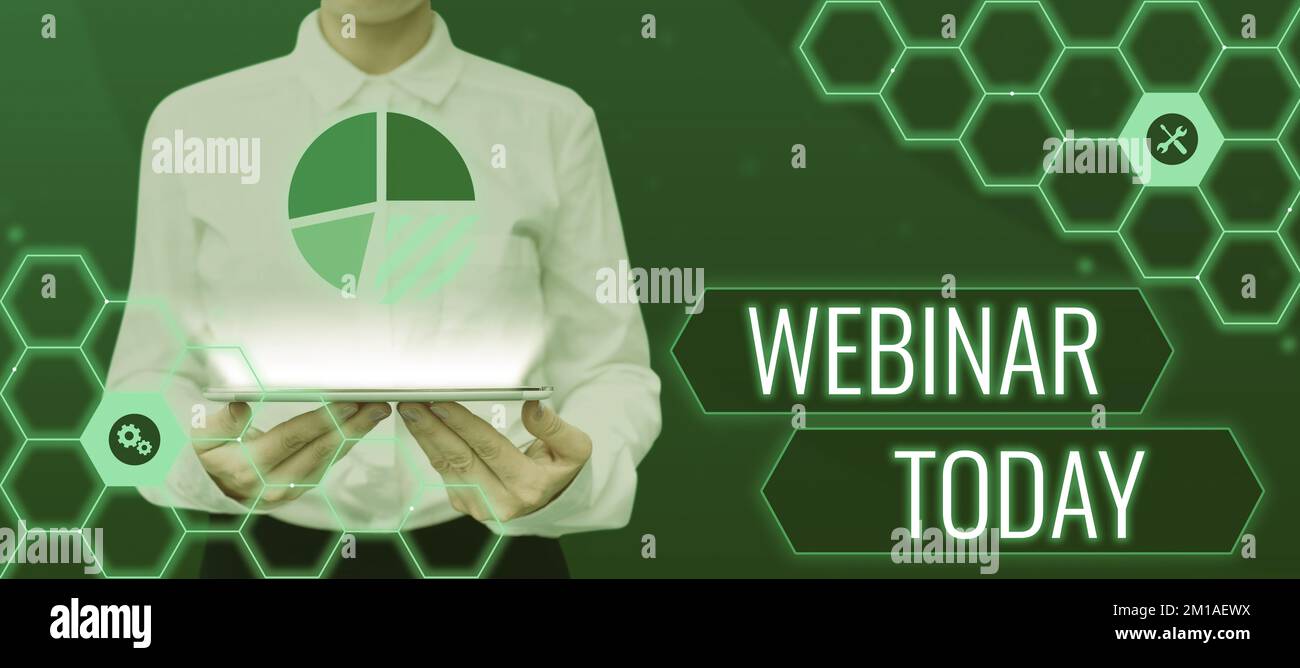 Sign displaying Webinar Today. Business concept live online educational ...