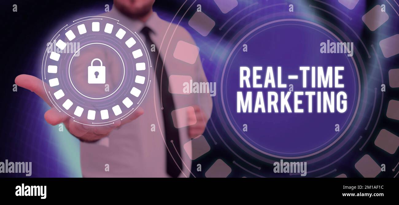 Writing displaying text Real Time Marketing. Concept meaning Creating a ...