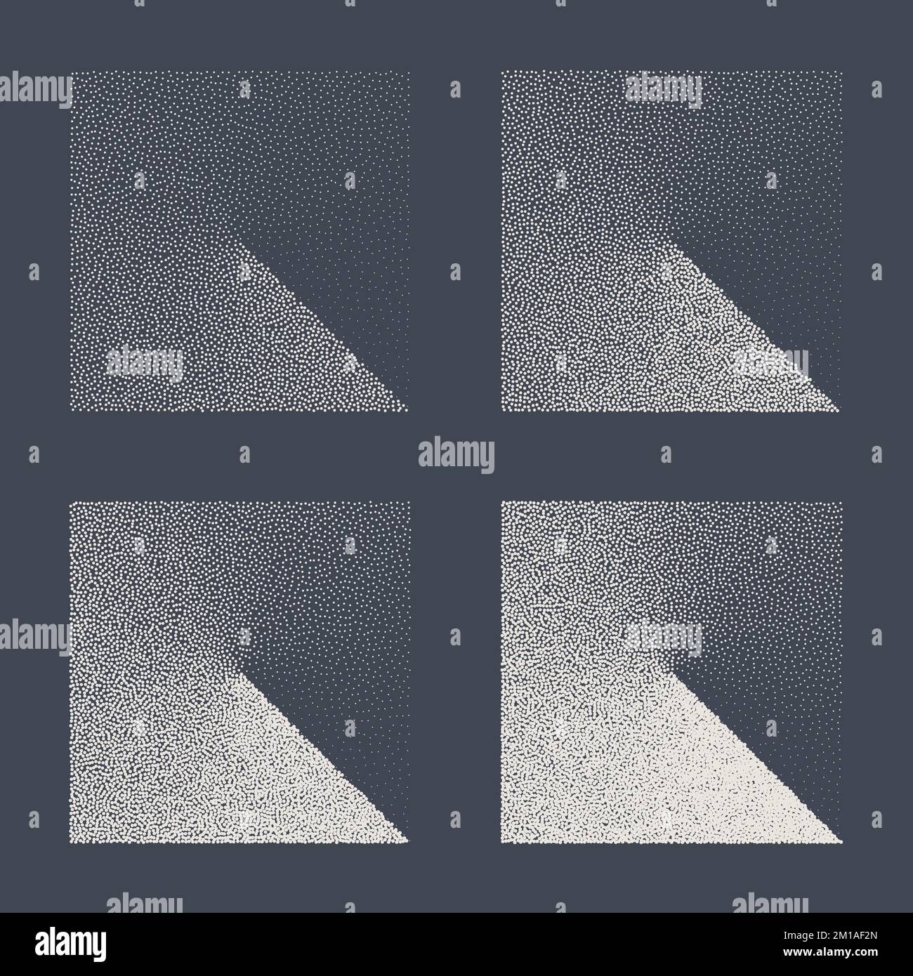 Square shaped dotted objects, stipple elements. Fading gradient ...