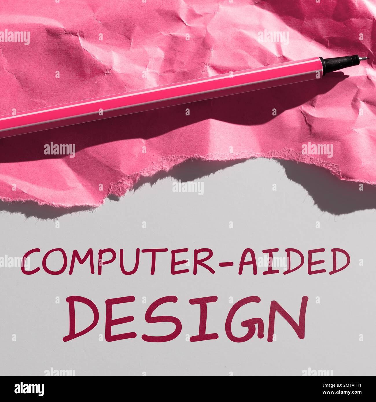 Handwriting text Computer Aided Design. Business approach CAD ...