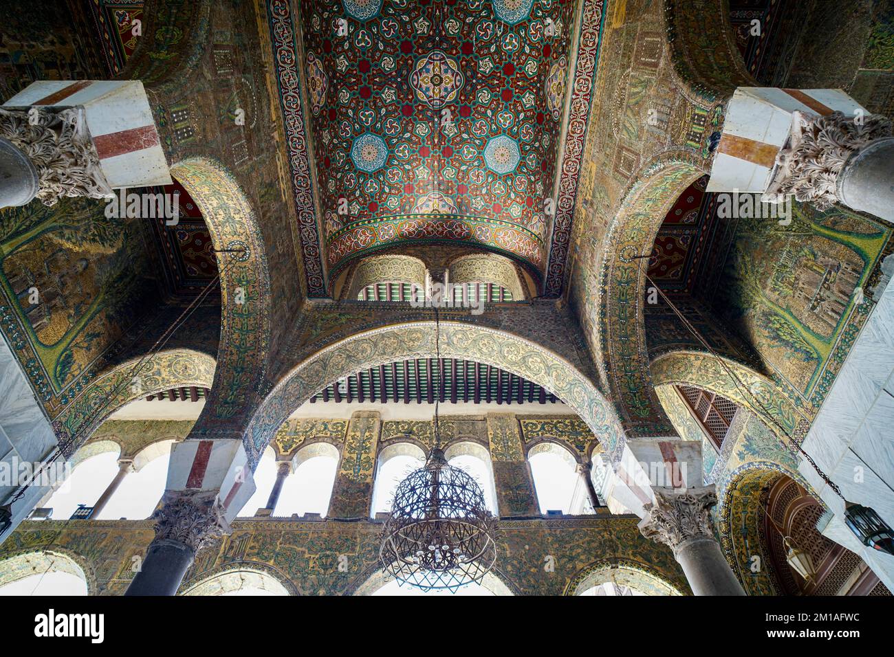 Interior of Umayyad Mosque in the Old City, Damascus, Syria Stock Photo ...