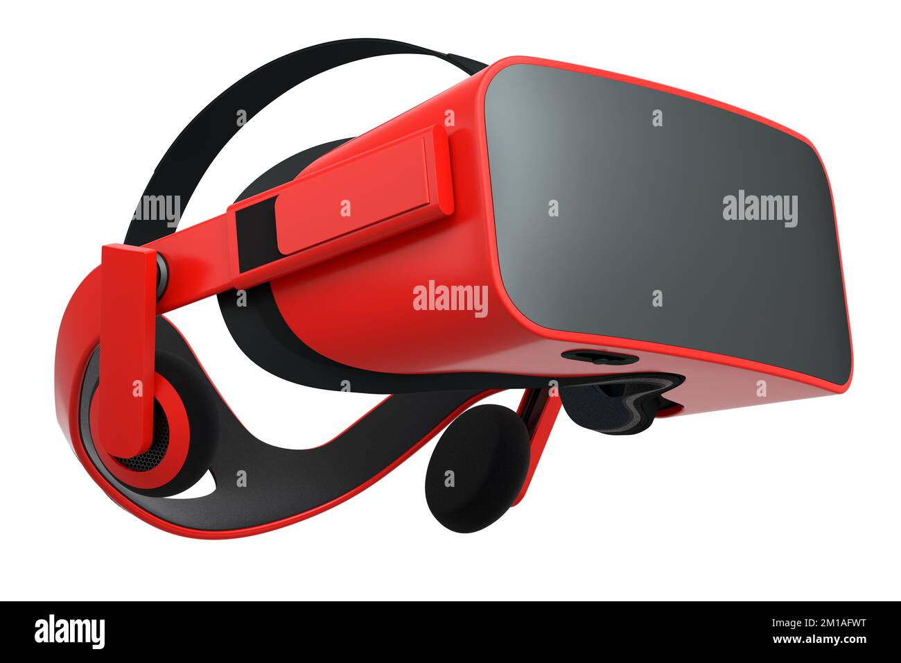 Virtual red reality glasses isolated on white background. 3d rendering ...