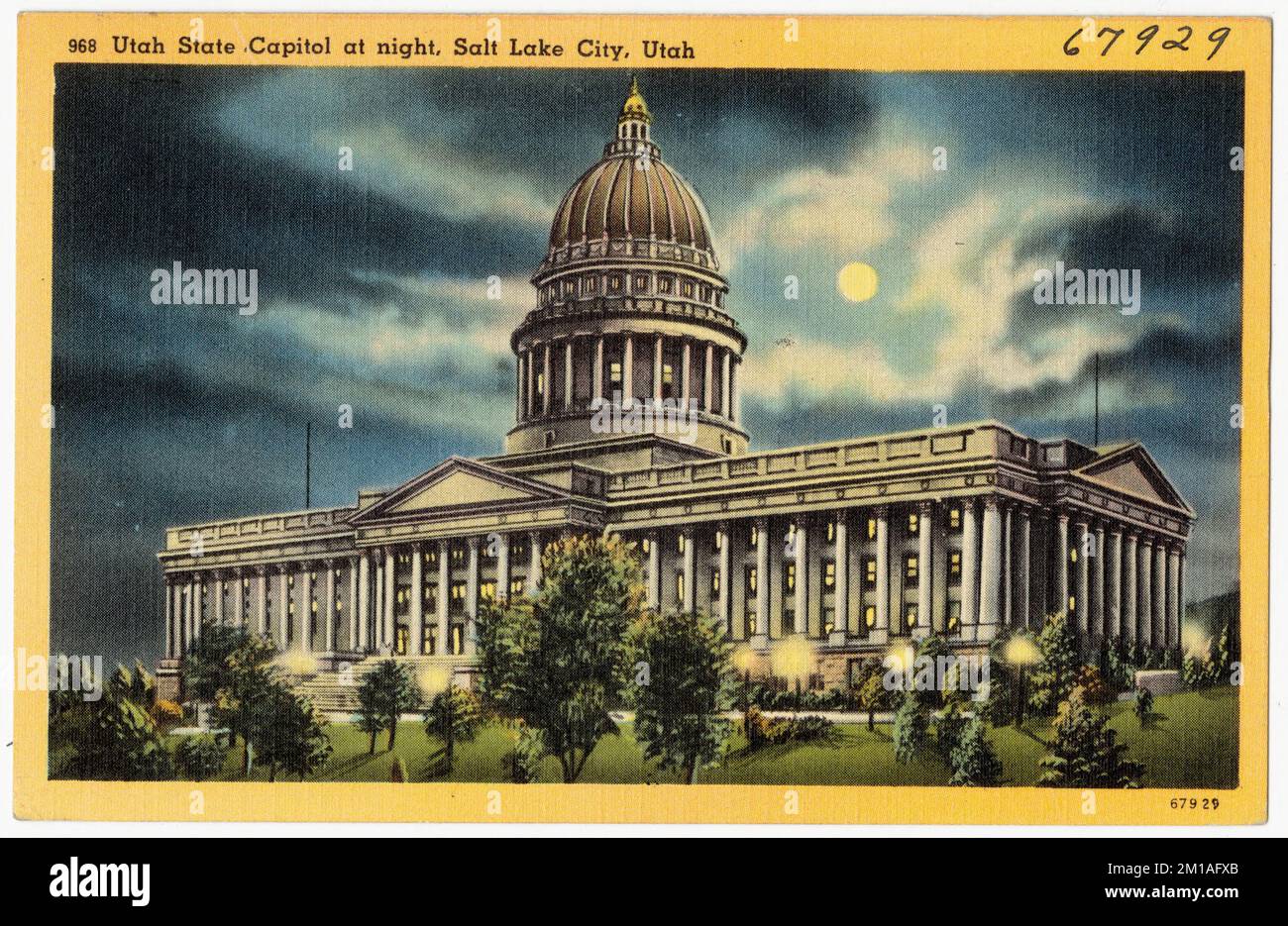 Utah State Capitol at night, Salt Lake City, Utah , Capitols, Tichnor ...