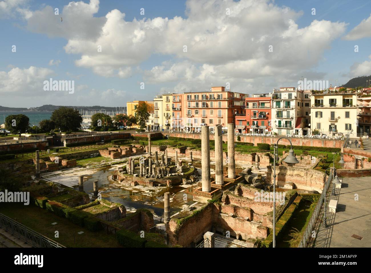 The ruins of an important temple of ancient Rome in Pozzuoli, a town in ...