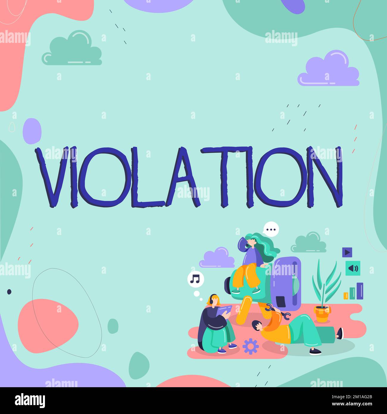 Sign displaying Violation. Internet Concept an infringement of ...