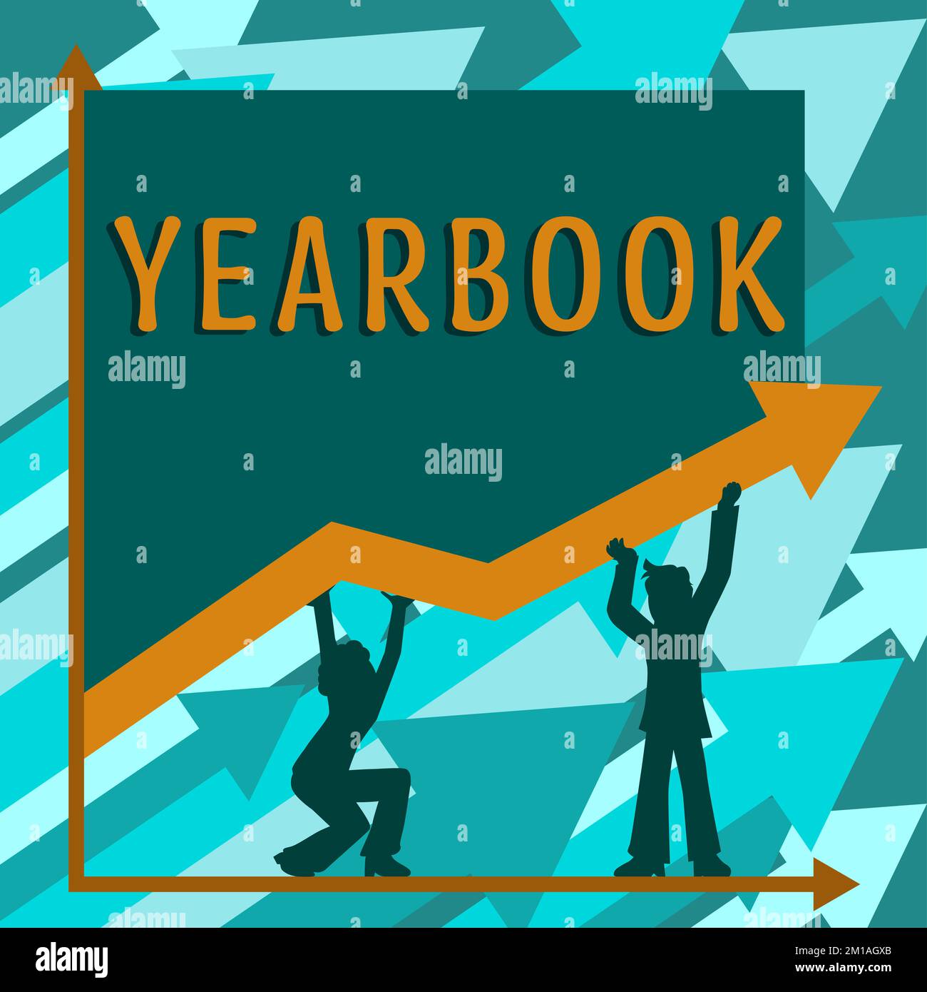 Sign displaying Yearbook. Word for publication compiled by graduating ...