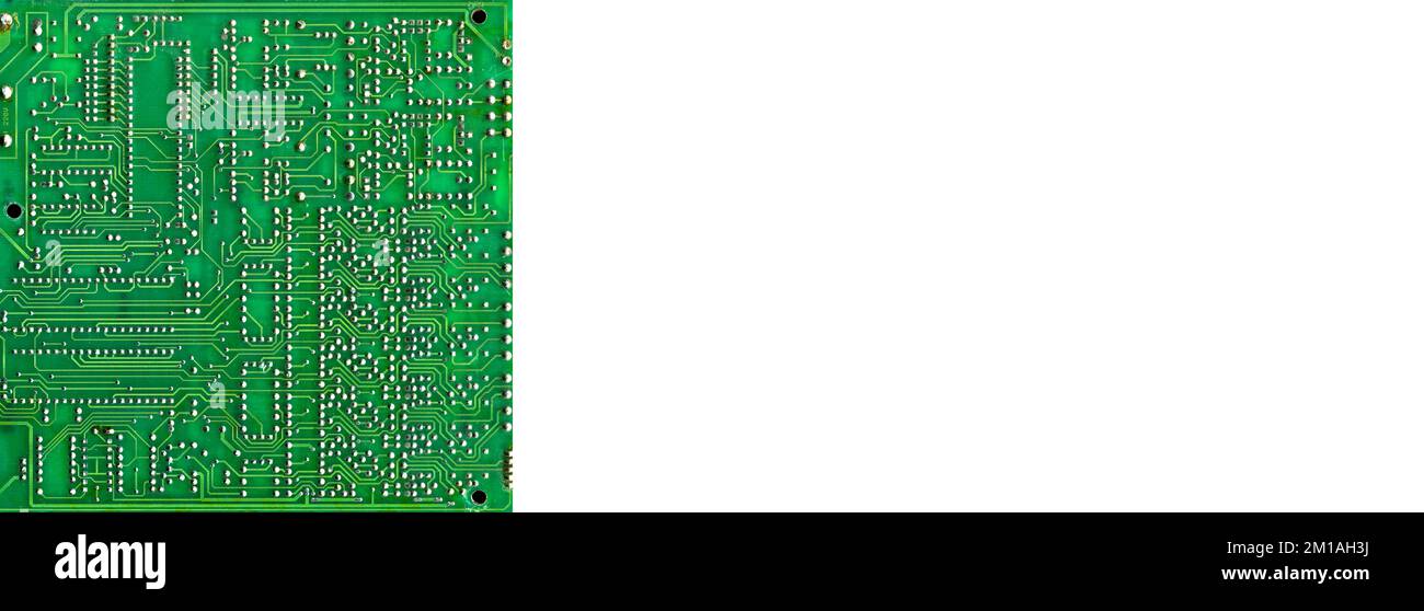 High tech electronic circuit board, detail background shot, banner mock ...