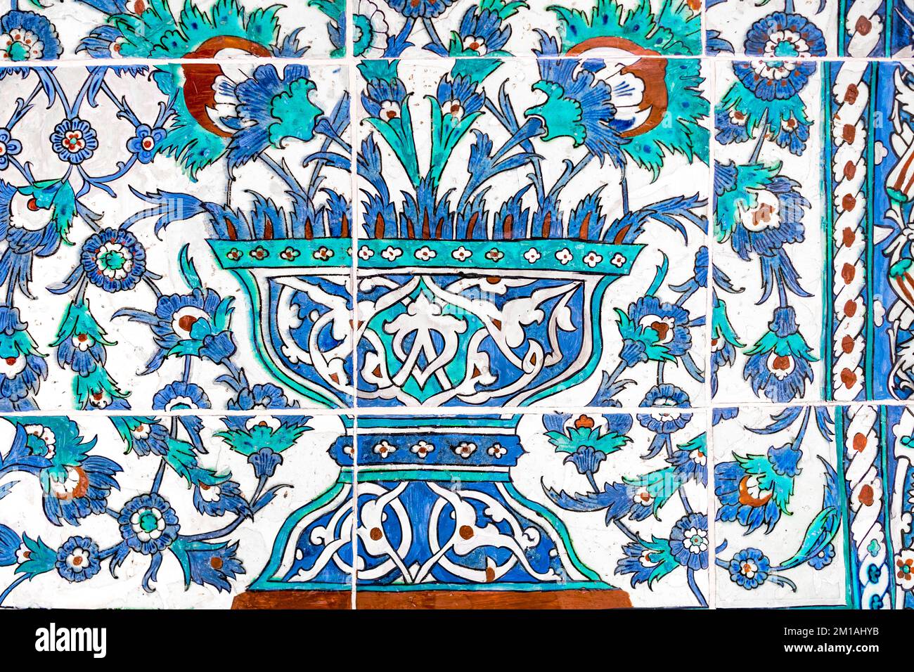 Hand-Painted Turkish Iznik Floral and Vase Pattern Ceramic Tiles from ...