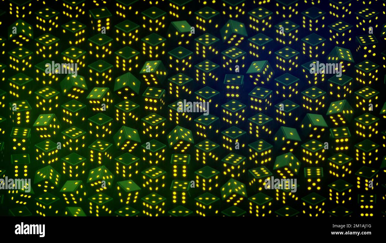 Green creative backdrop of gaming dices randomization - abstract 3D ...