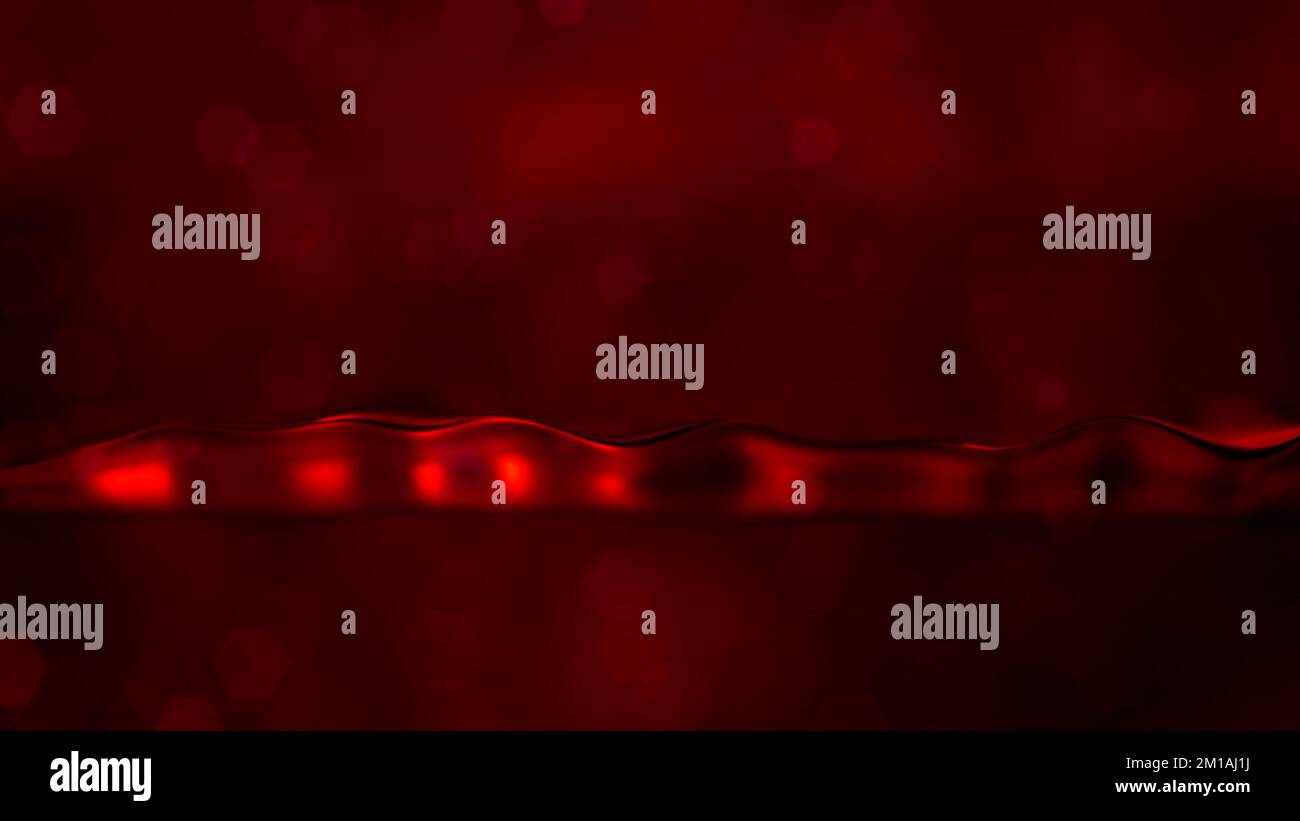 Red bokeh creative metal waves holiday background - abstract 3D ...