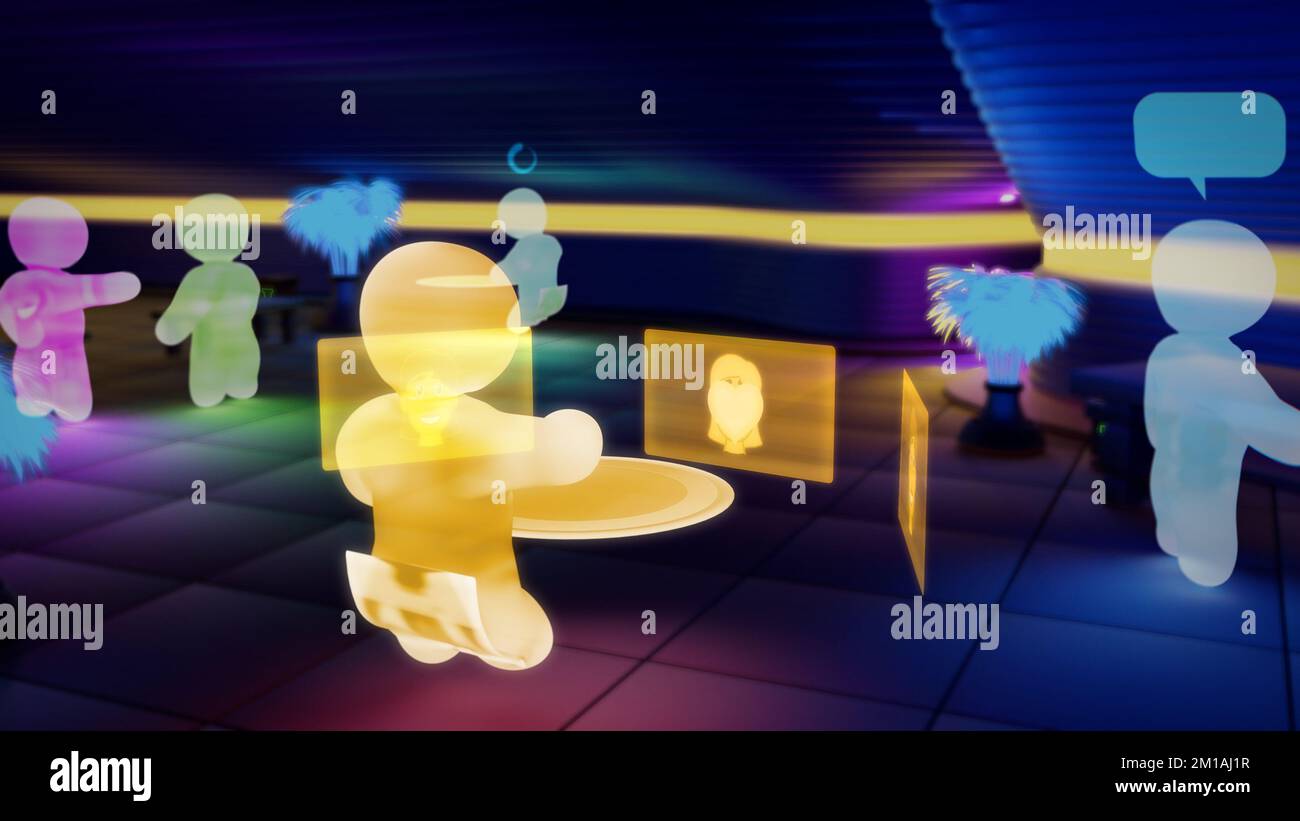 meta universe avatar of person is using dating app - industrial 3D ...