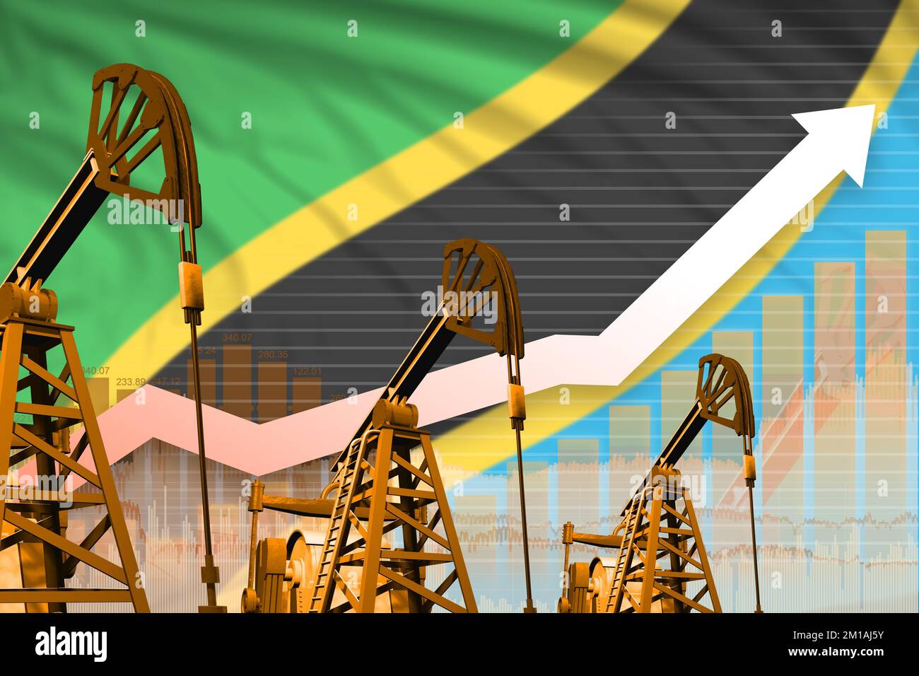 Tanzania oil industry concept, industrial illustration - rising up ...
