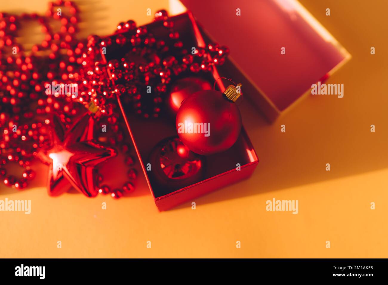 Christmas Decoration Objects and Gift Box as Holiday Background Stock ...