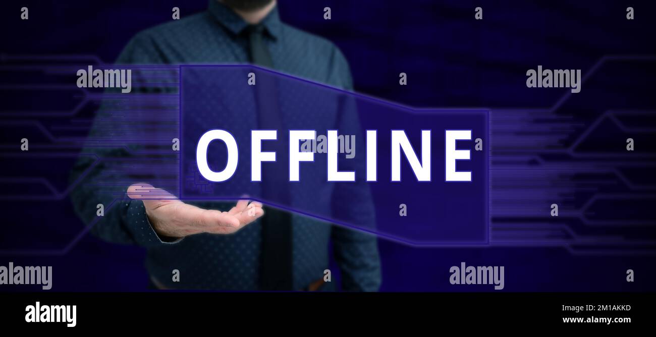 Text caption presenting Offline. Business concept Not having directly ... Text caption presenting Offline. Business concept Not having directly ...