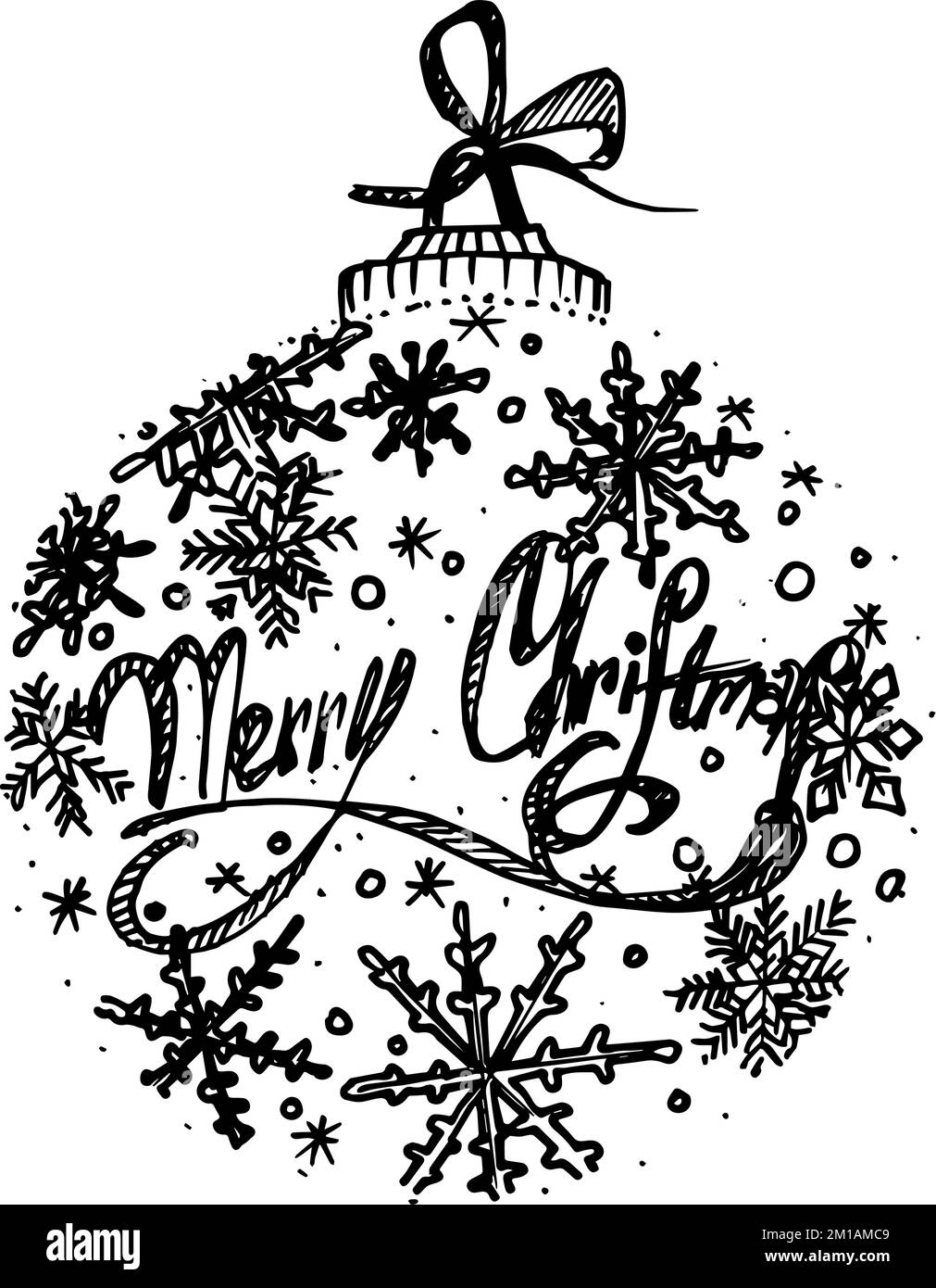 Hand Drawing Artistic Doodle Icon. Christmas Decoration Made from ...