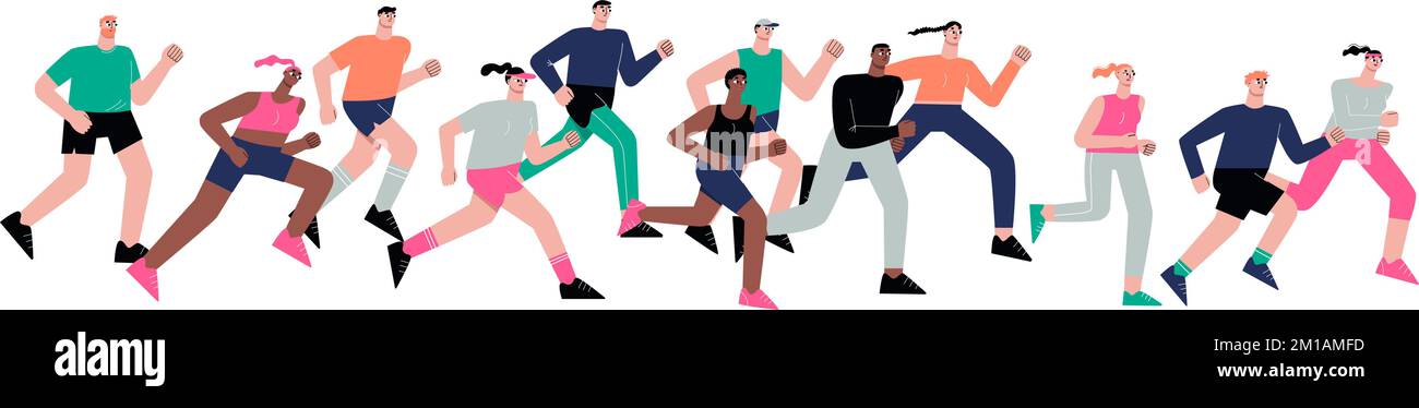 People running marathon. Runner race, isolated jogging international ...