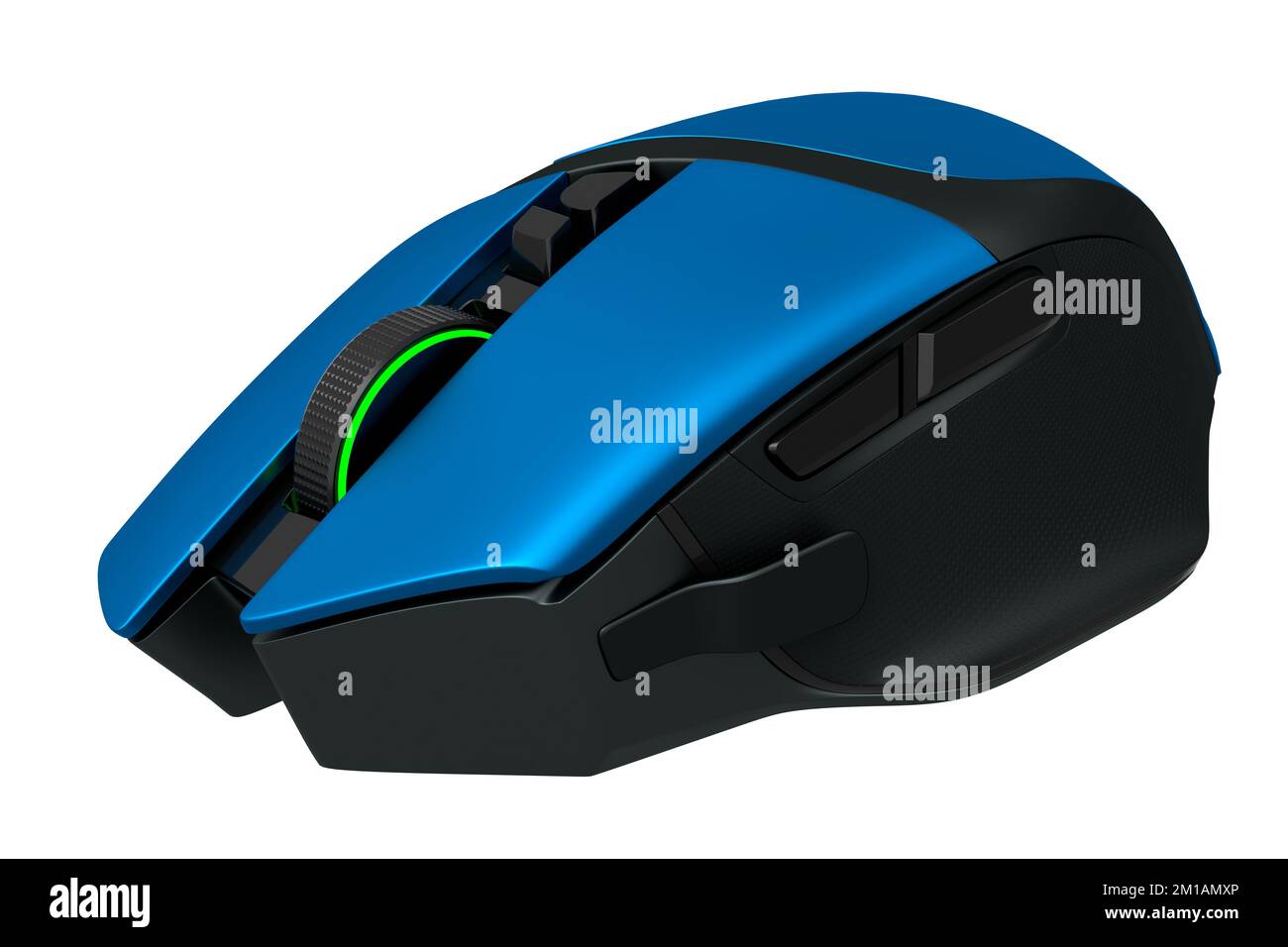 Modern wireless gaming computer mouse on professional pad isolated on ...